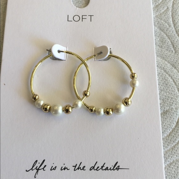 LOFT | Jewelry | Loft Pearled Hoop Earring | Poshmark